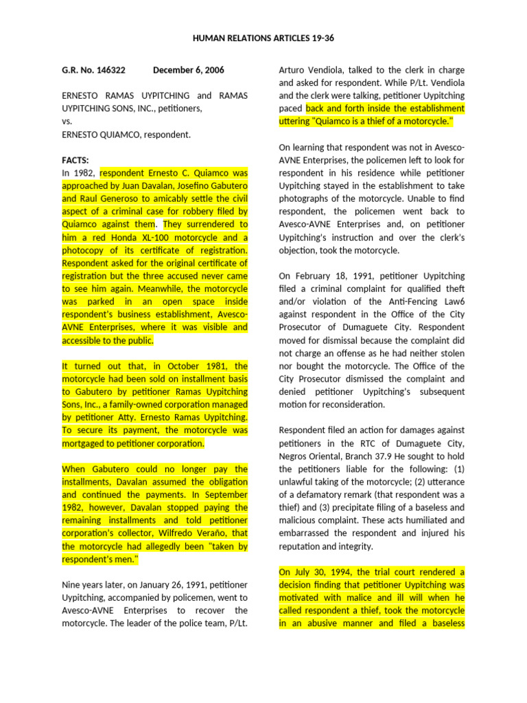 Human Relations Case Digests | PDF