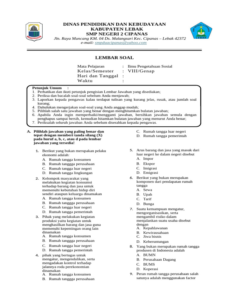 Soal PTS Ips Kelas Viii | PDF