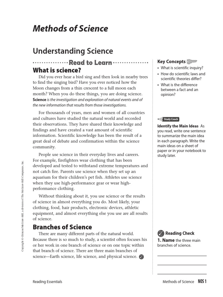 01. UNDERSTANDING SCIENCE - READING | PDF