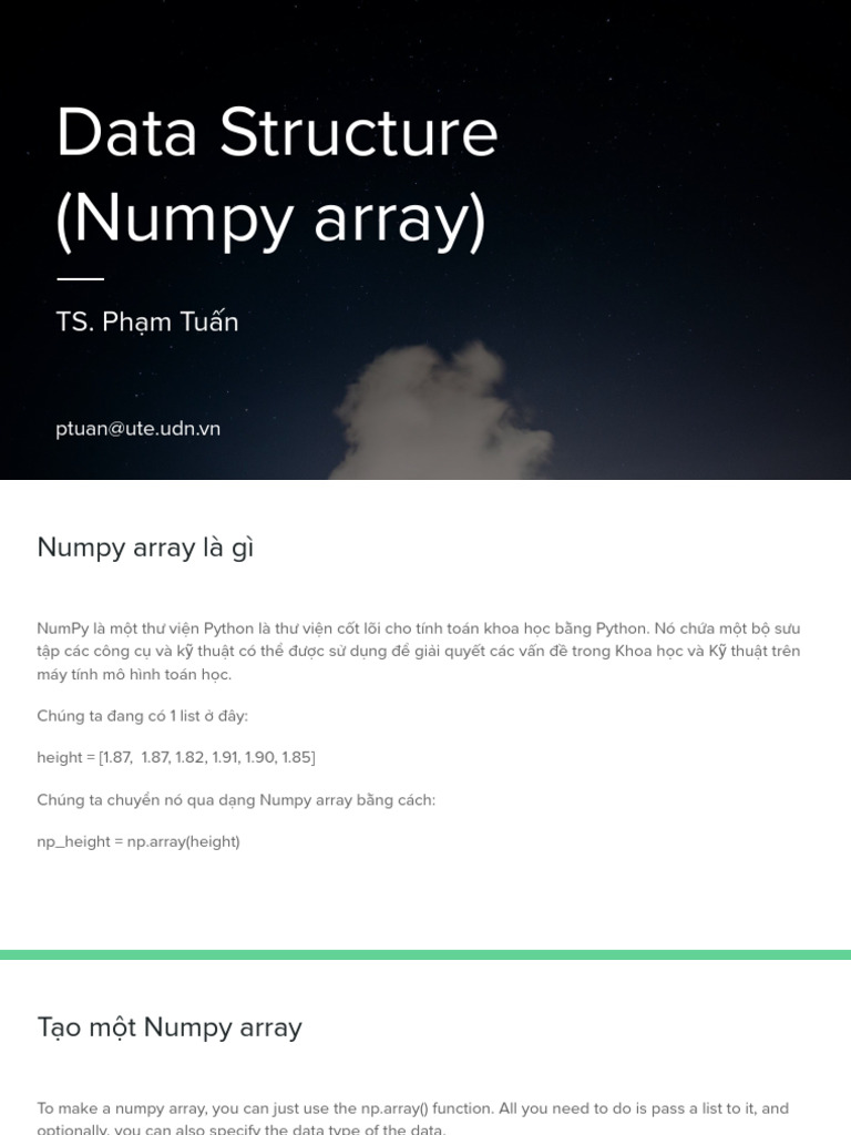 Tuần 4 - Data structure (Numpy array) | PDF