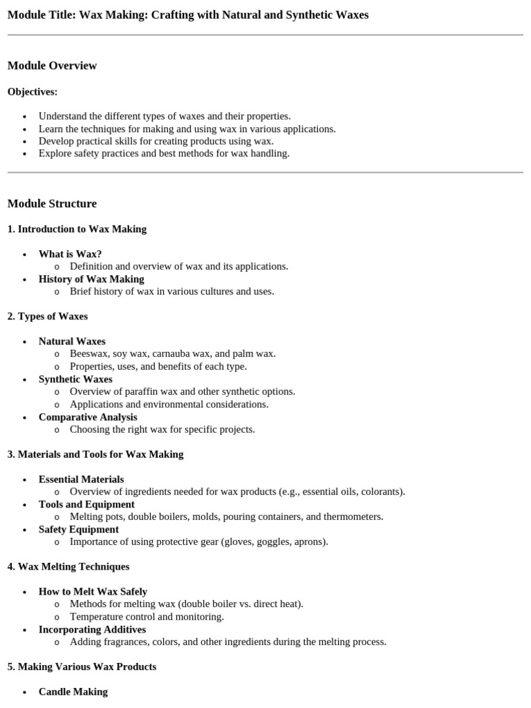 Module Title ON WAX MAKING | PDF