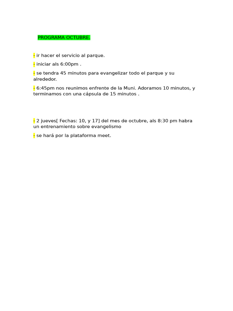 Programa Octubre. | PDF