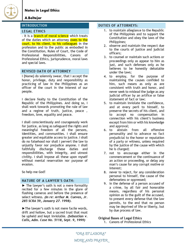 Legal Ethics Study Guide | PDF