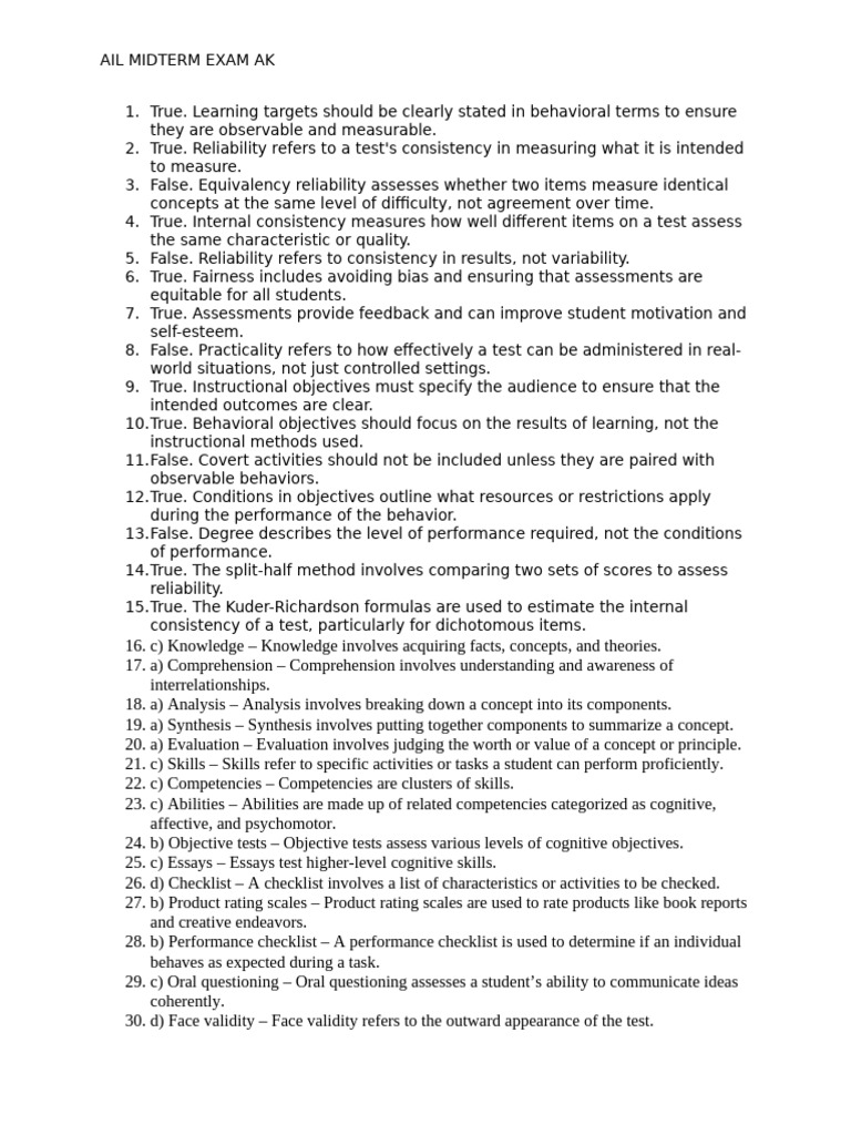 AIL 1 Midterm AK | PDF