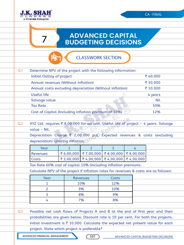Advanced Capital Budgeting Decisions Pdf