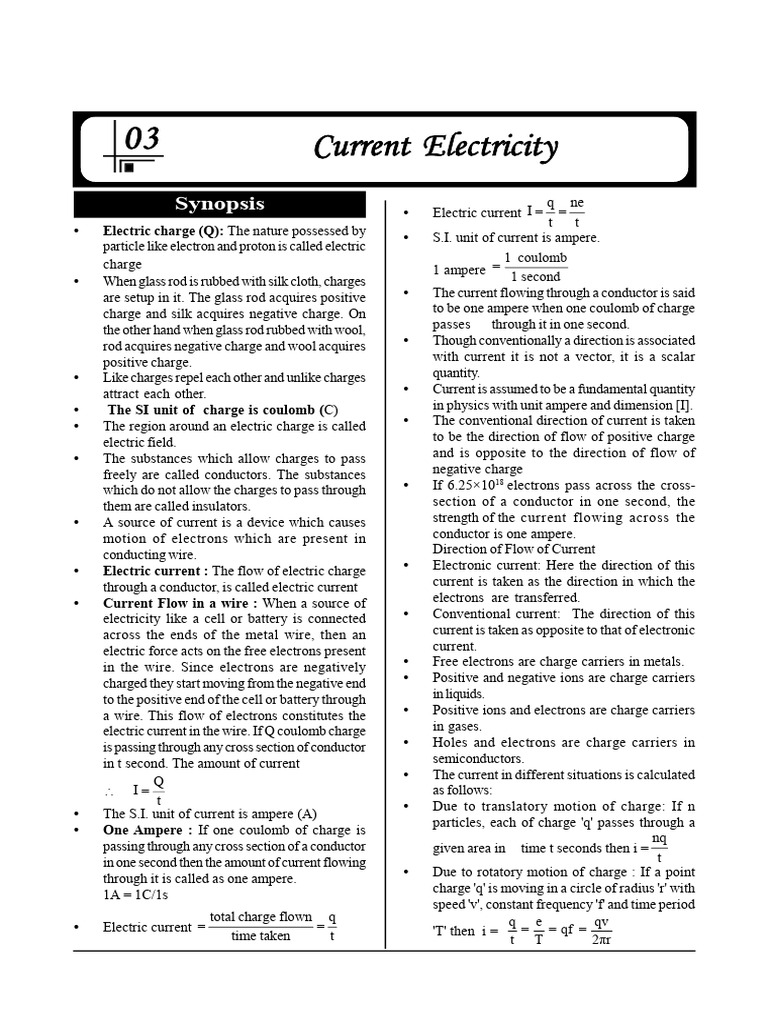 Chap - 03 Current Electricity | PDF
