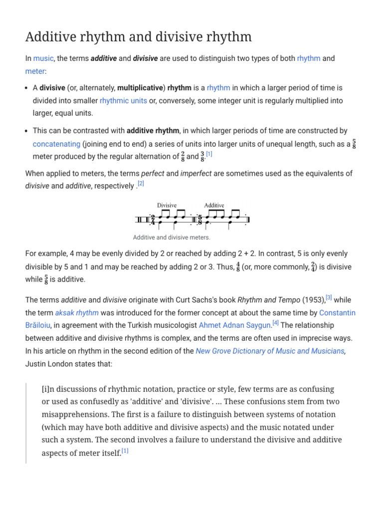 Additive Rhythm and Divisive Rhythm - Wikipedia | PDF | Musical Forms | Art