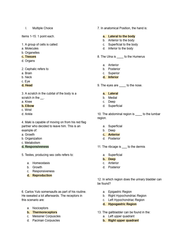 [ANAPHY LEC] PRELIM Quizzes Review | PDF