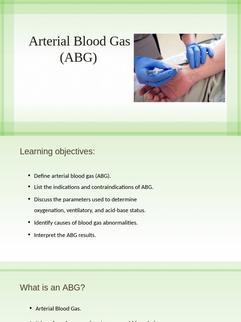 Arterial Blood Gas (ABG) | PDF