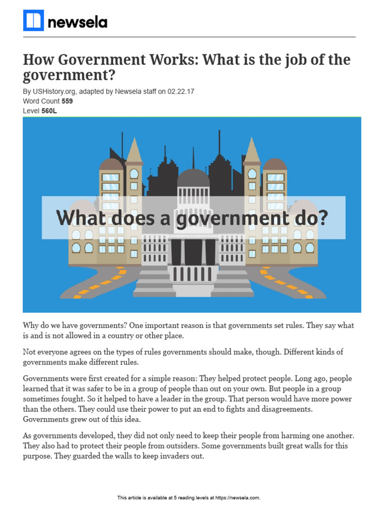Literacy Purpose of Government | PDF