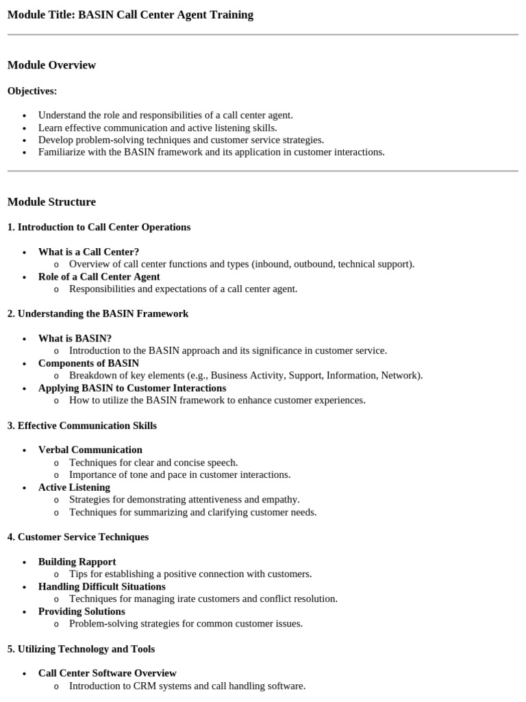Module Title CALL CENTER | PDF