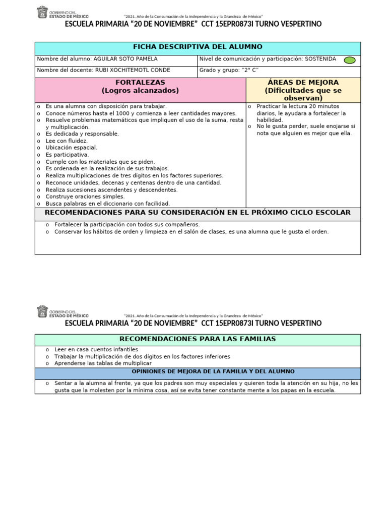 Fichas Descriptivas Segundo | PDF
