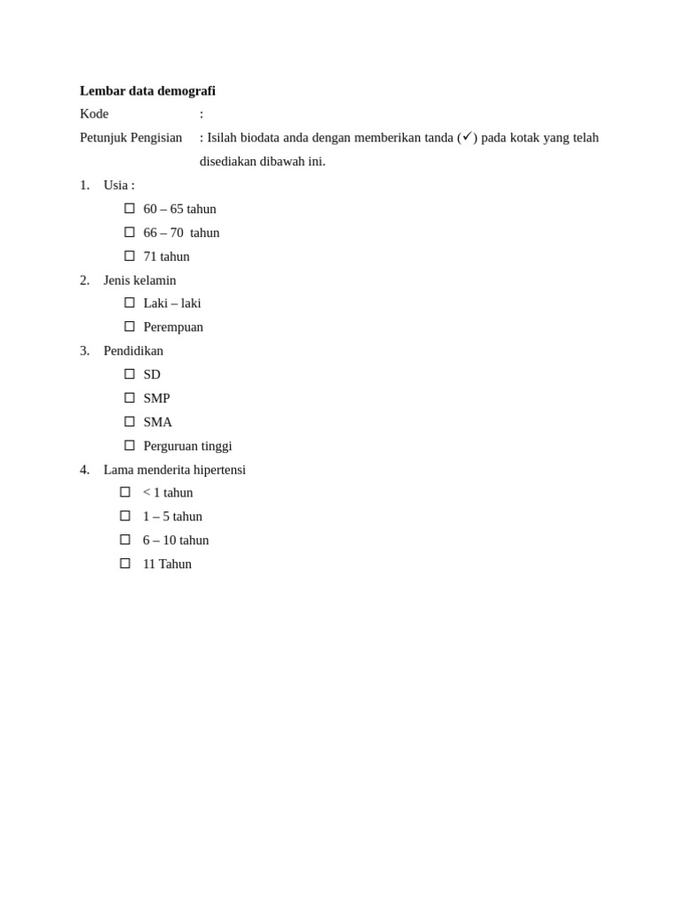 Lembar Data Demografi | PDF