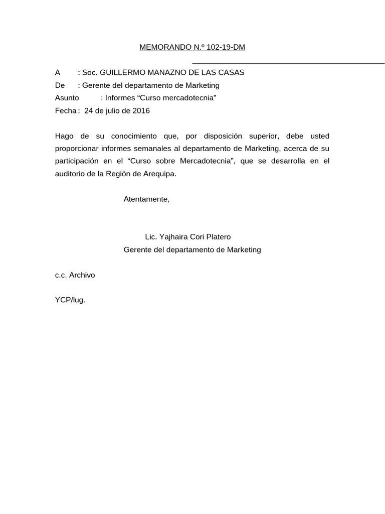 Memorando N | PDF | Wellness