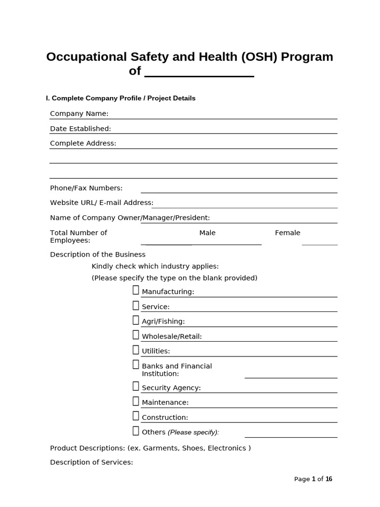 5 OSH Program Template | PDF