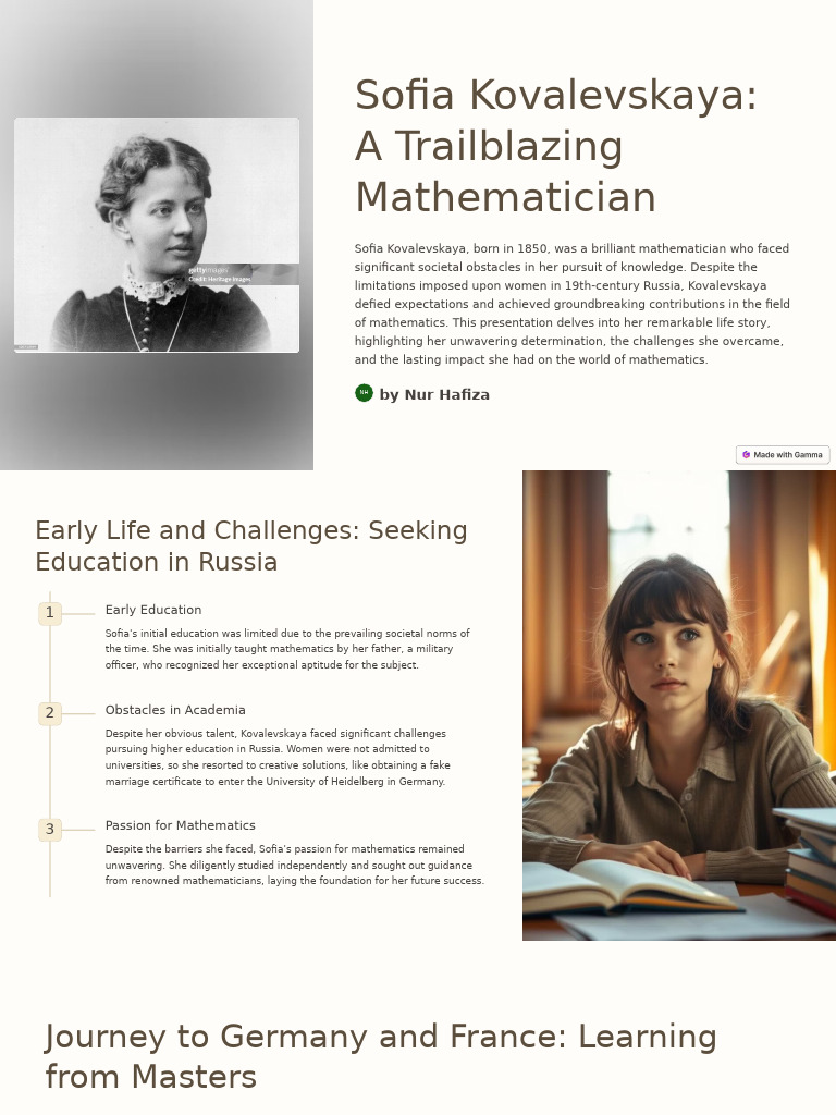 Sofia Kovalevskaya A Trailblazing Mathematician | PDF