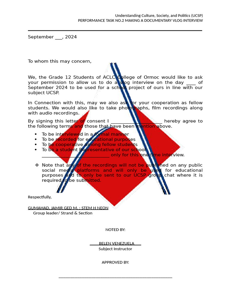 Letter of Consent Ucsp | PDF
