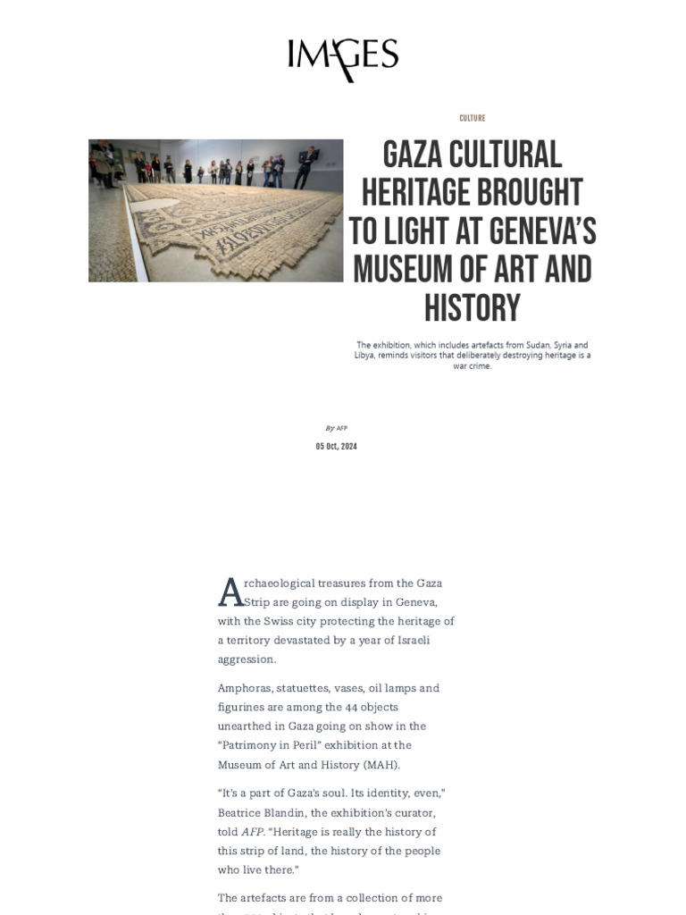Gaza Cultural Heritage Brought To Light at Geneva's Museum of Art and ...