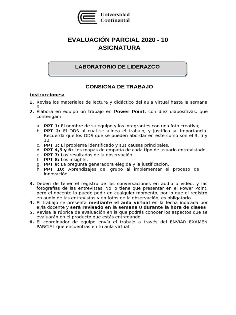 Consigna y Rubrica de Evaluación Parcial 2020 | PDF