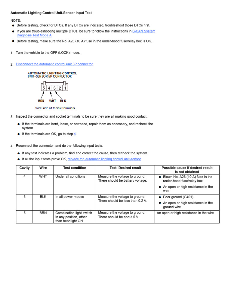 Automatic Lighting Control Unit-Sensor Input Test 5042 | PDF