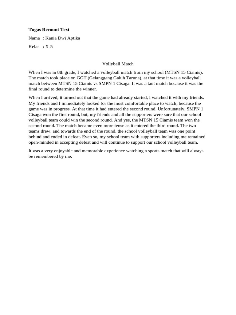 Tugas Recount Text | PDF