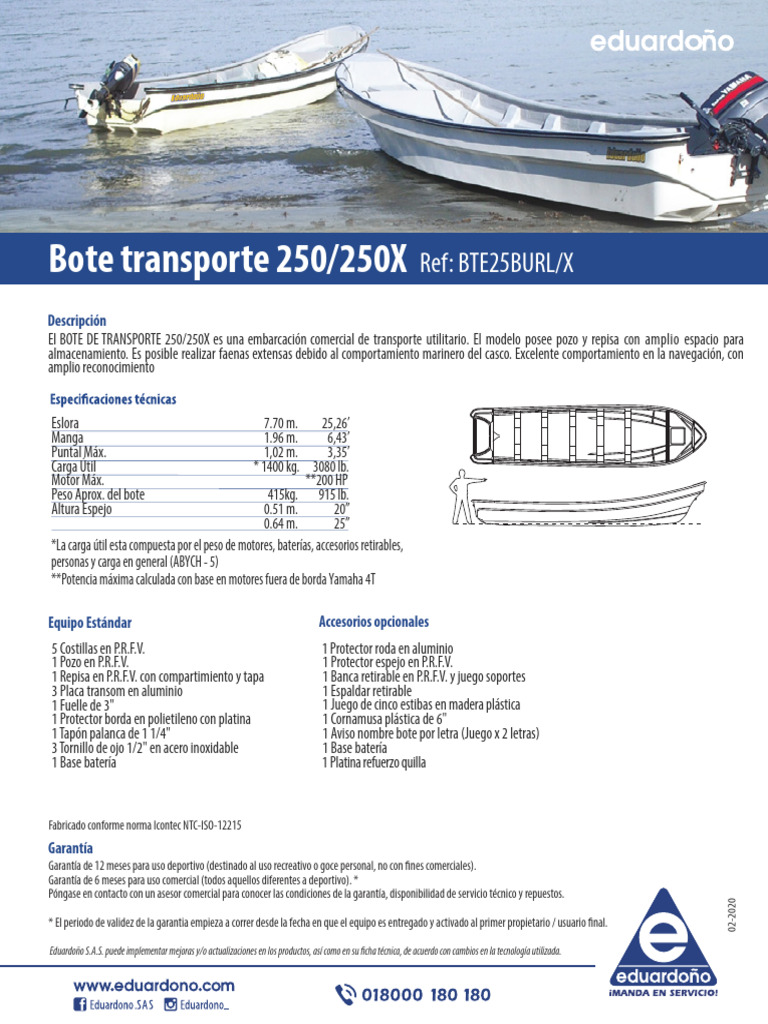 Bote Transporte 250 (Bte25burl) | PDF