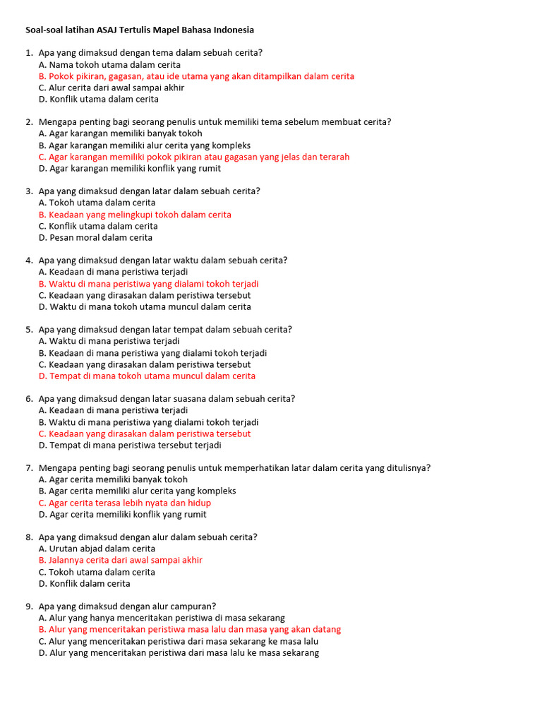 Soal-Soal Latihan Asaj Bahasa Indonesia 240420 083546 | PDF