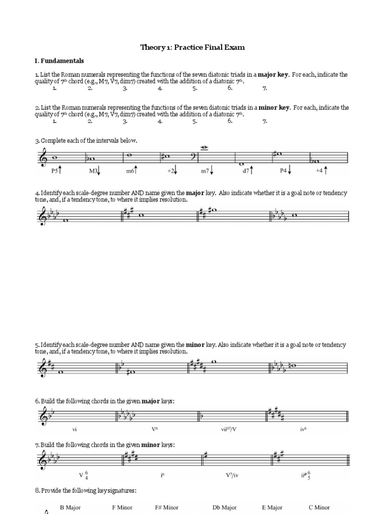 Music Theory Practice Final Exam Guide | PDF | Language Arts & Discipline