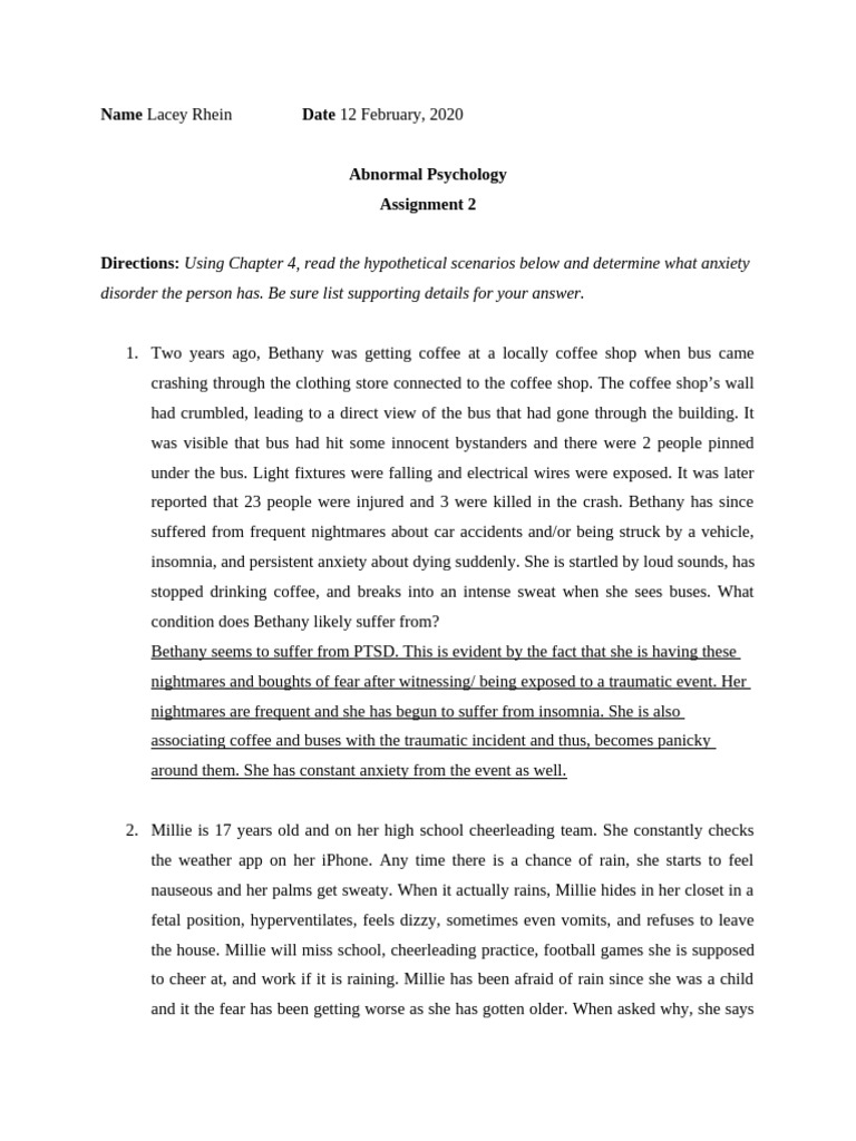 Assignment 2 Abnormal Psych | PDF