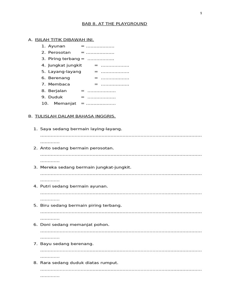 Soal Bhs Inggris Kelas 3 (Bab 8) | PDF