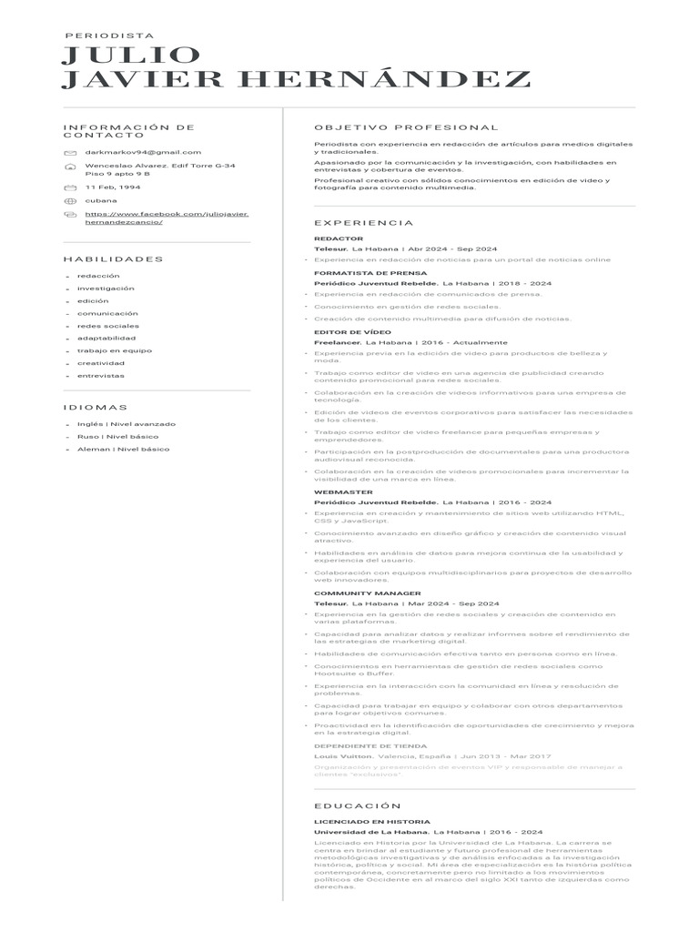 CV Julio Javier | PDF