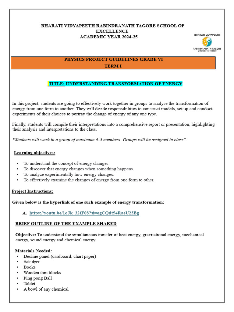 Grade6 Projectguidelinedraft | PDF