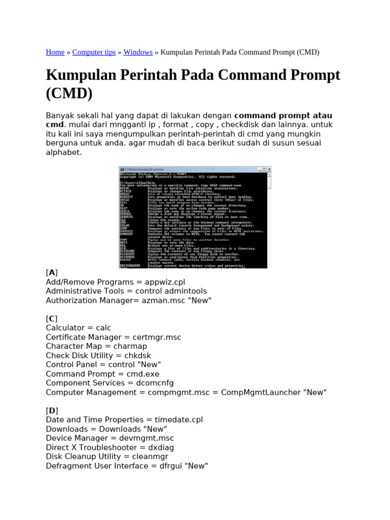 Kumpulan Perintah Command Prompt | PDF