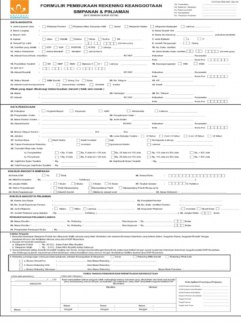Form Keanggotaan A4 | PDF