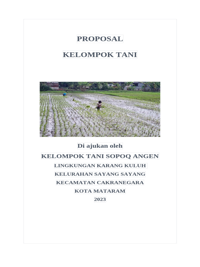 Proposal Kelompok Tani Sopoq Angen | PDF
