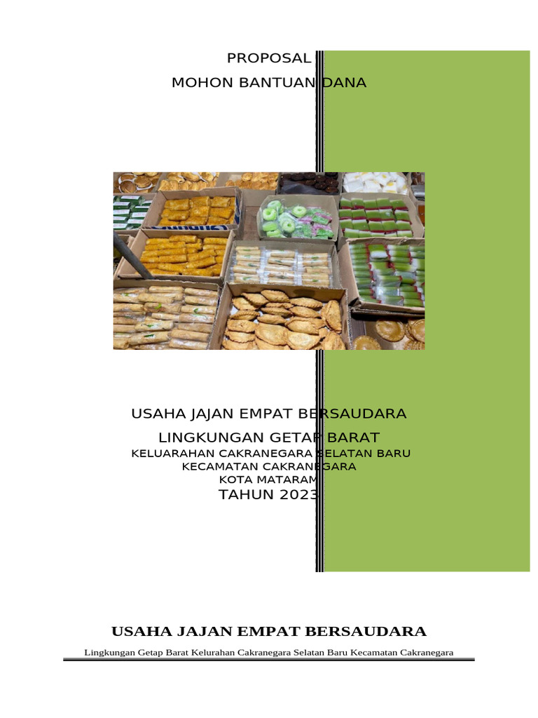 Proposal Usaha Jajan Empat Bersaudara | PDF