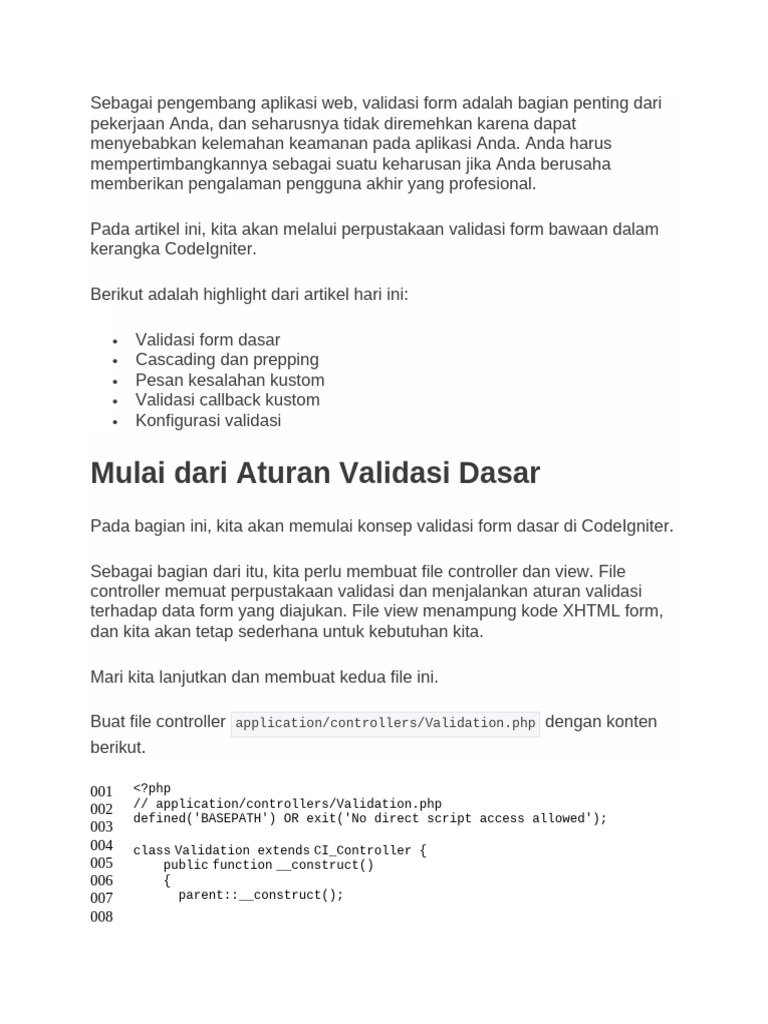 Tutorial Validasi Form | PDF