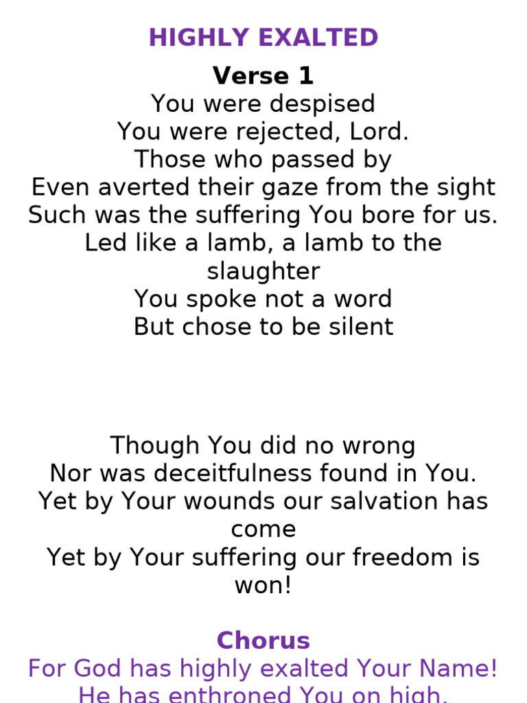 Highly Exalted | PDF