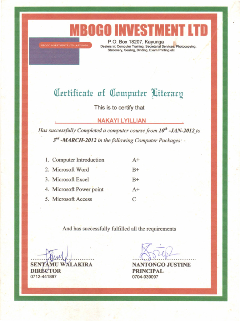 computer certificate | PDF