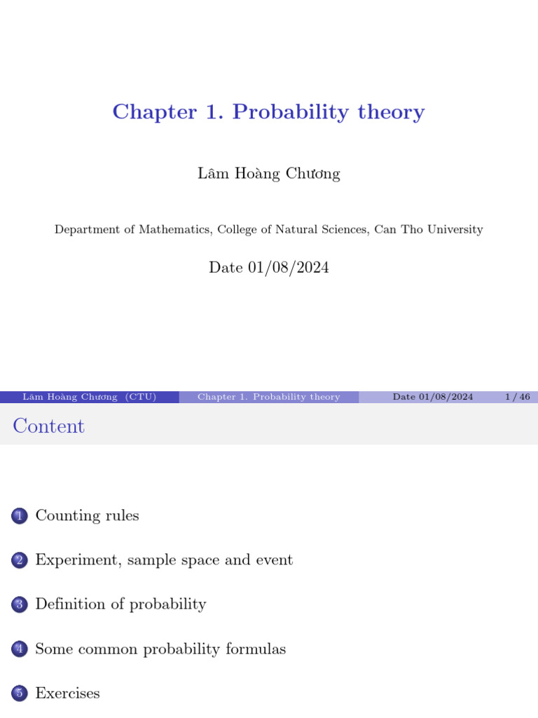 Chapter 1 Probability and Statistics | PDF