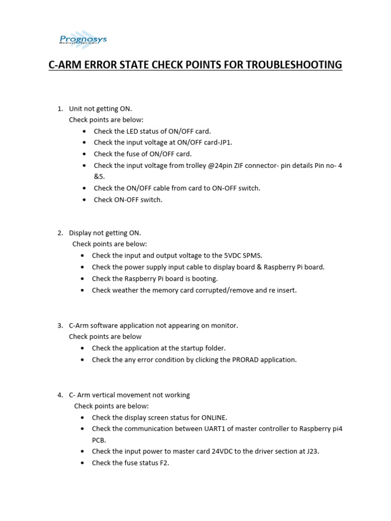 C-Arm Service brakdown checkpoints | PDF