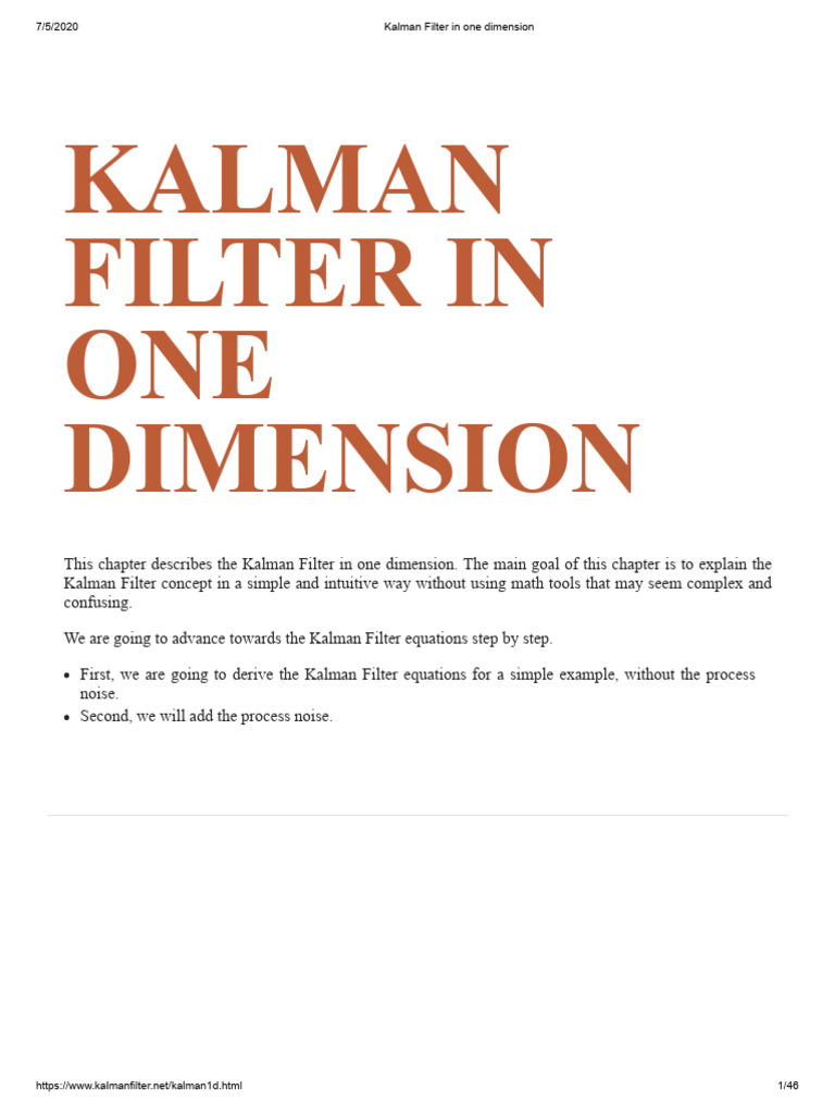 KF - 04 - Kalman Filter in One Dimension | PDF