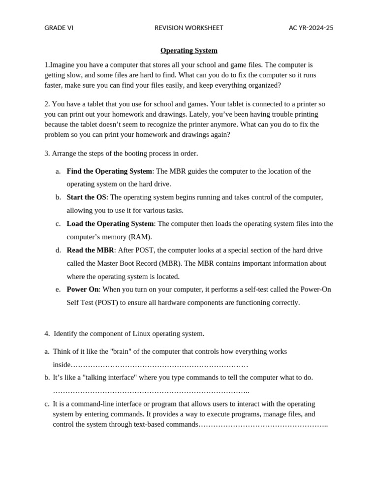 GRADE 6 REVISION WORKSHEET SA1 | PDF