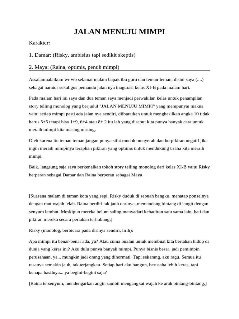 Inagurasi Naskah Monolog | PDF | Self-Improvement