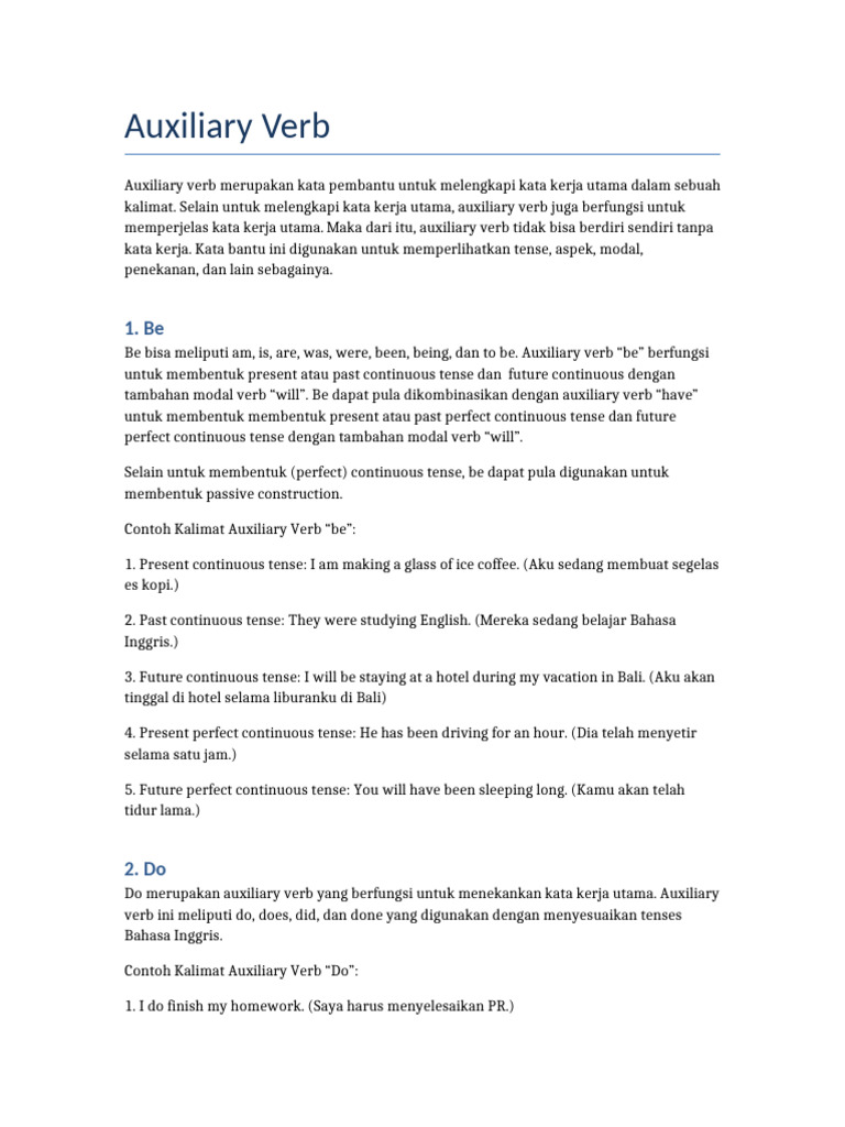 Auxiliary Verbs | PDF