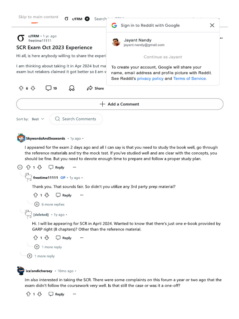 SCR Reddit Exam Papers | PDF