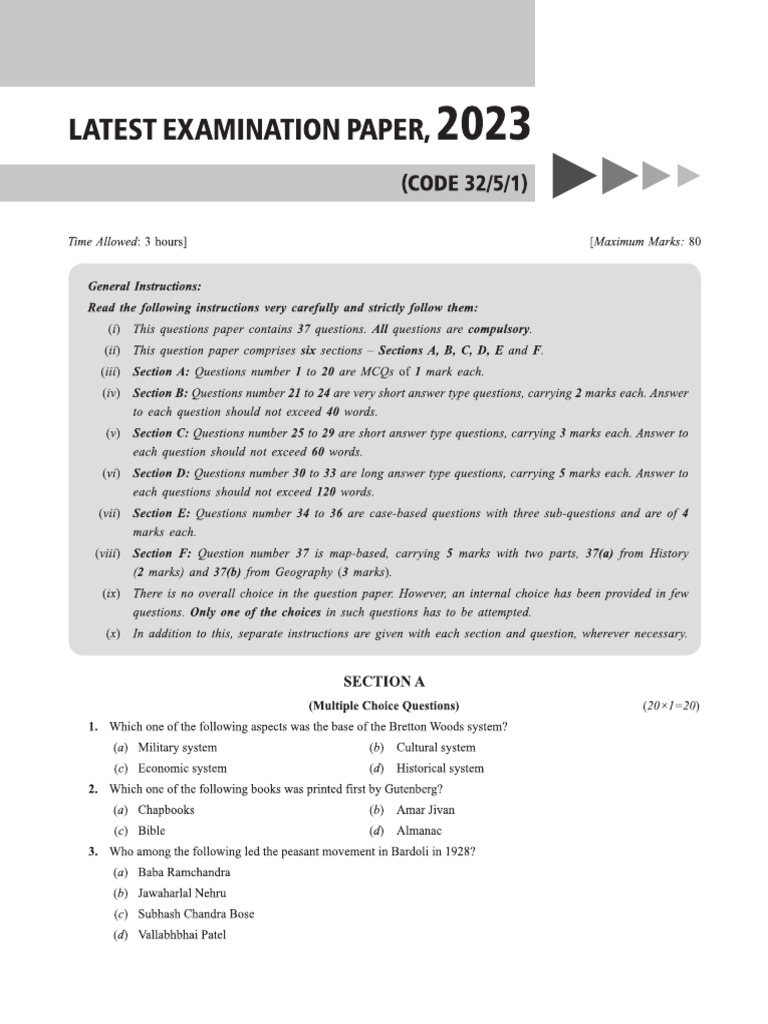 Cbse cl10 Together With Social Science Latest Examination Paper | PDF