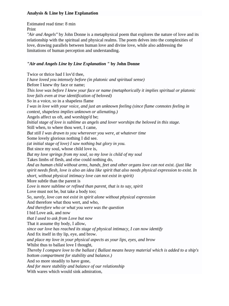 Air and Angels Poem | PDF