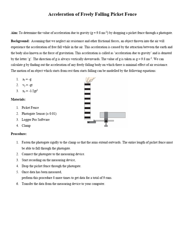 Free Fall Lab Report | PDF